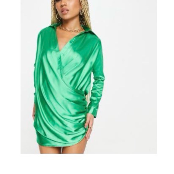 ASOS | Dresses | Asos Green Satin Mini Dress | Poshmark
